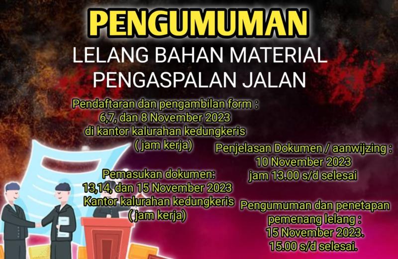 PENGUMUMAN LELANG PENGASPALAN JALAN DESA PADUKUHAN KWARASAN WETA